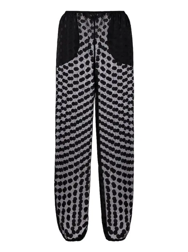 THE FRANKIE SHOP Polka-dot Sheer Wide-leg Trousers - Black
