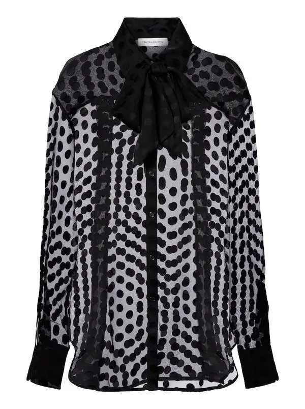 THE FRANKIE SHOP Peri Polka Dot Sheer Shirt - Black