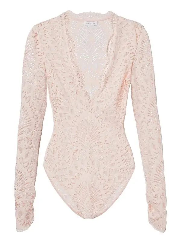 ALEXANDRA MIRO Ariella Sheer Lace Bodysuit - Pink