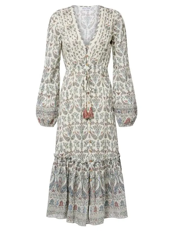 Veronica Beard Vani Paisley Ruffled Midi Dress - Multicoloured