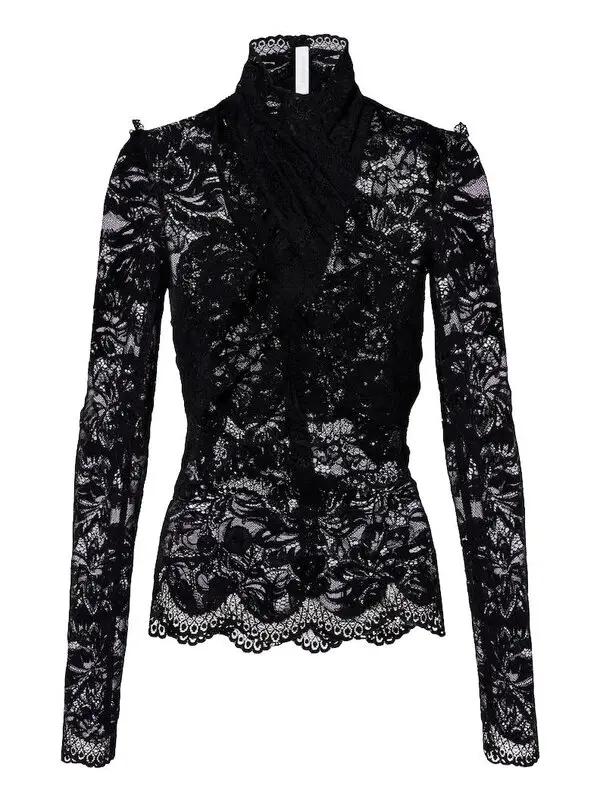 Rabanne Floral Lace Top - Black