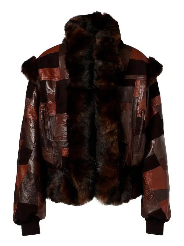 Chloé Shearling-trimmed Leather Bomber Jacket - Brown