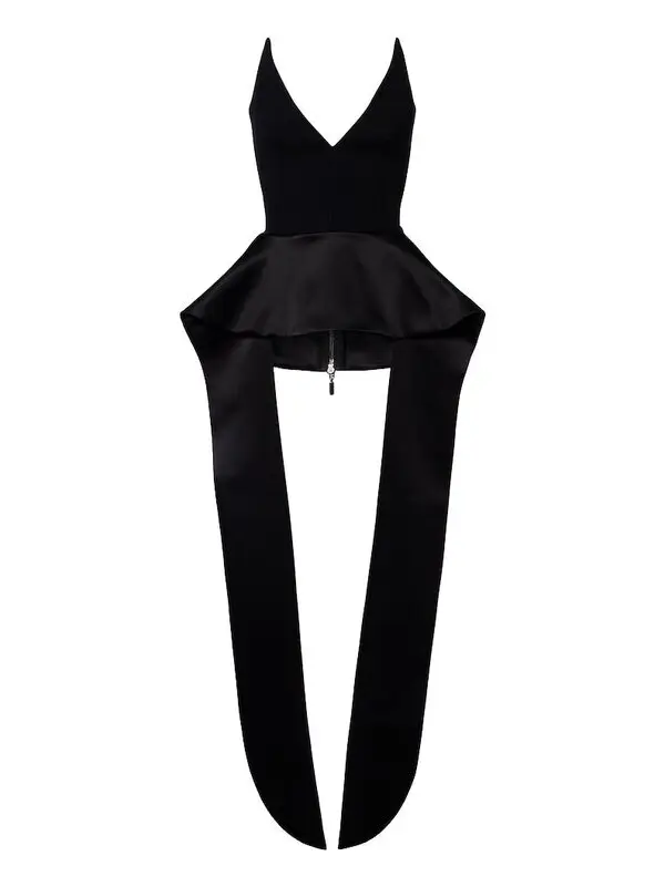 Maticevski Frame Peplum Satin Top - Black