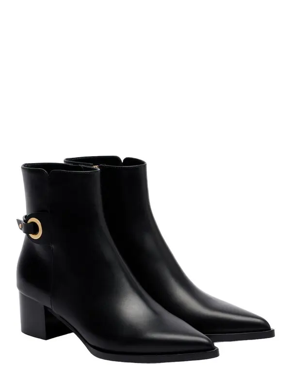 GIANVITO ROSSI Granada Leather Ankle Boots - Black