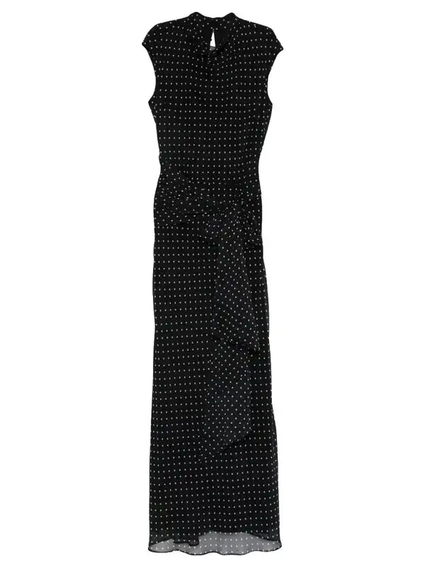 ROTATE BY BIRGER CHRISTENSEN Sleeveless Maxi Dress With Dotted Pattern And Tie Detail - Black