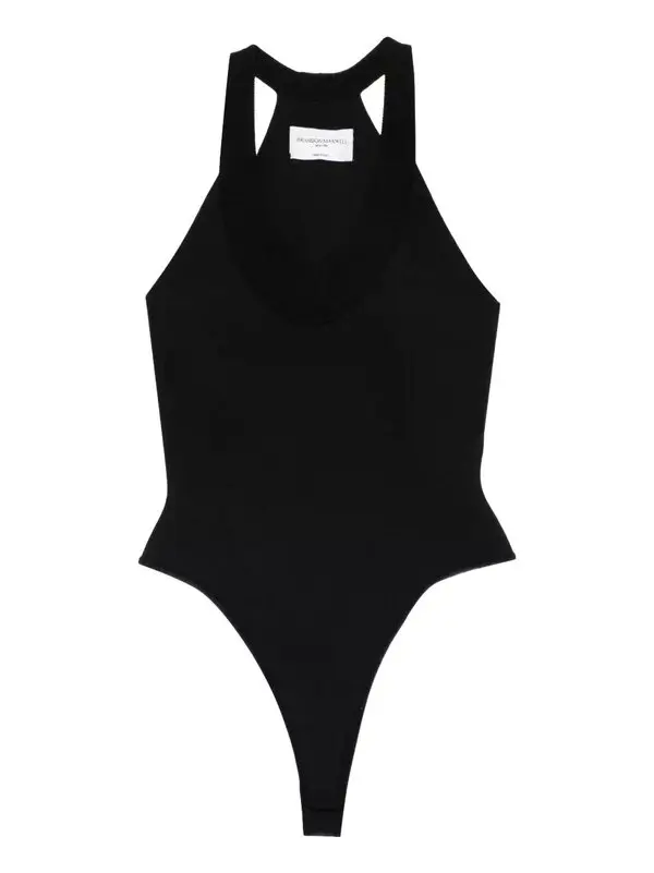 Brandon Maxwell Knit Ribbed Bodysuit - Black