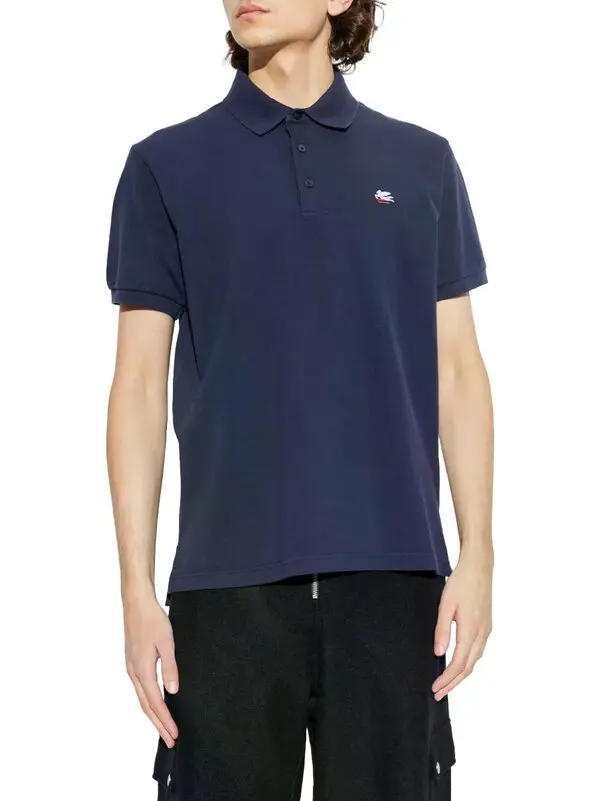 Etro Pegaso-embroidery Polo Shirt - Blue