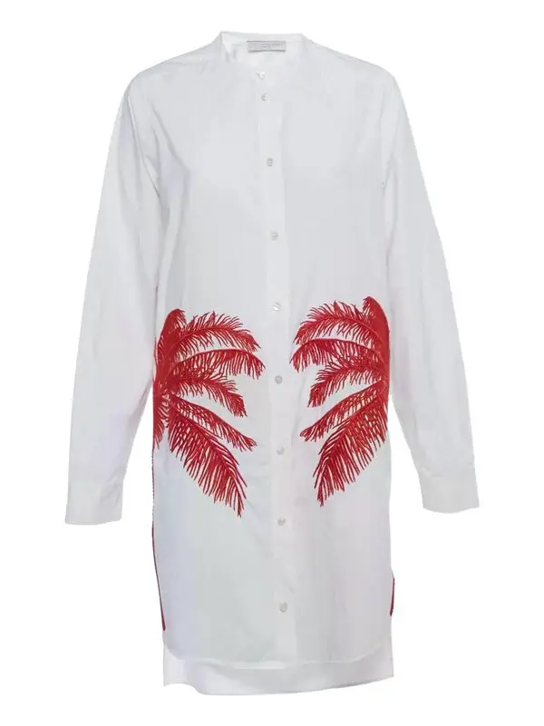 Stella McCartney Embroidered Long Sleeve Shirt Dress - White