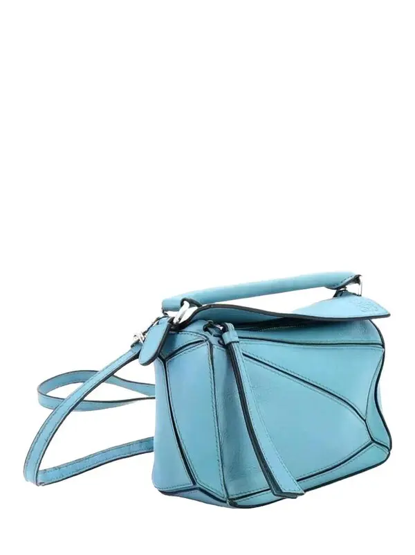 Loewe Puzzle Bag Leather Mini Crossbody Bag - Blue