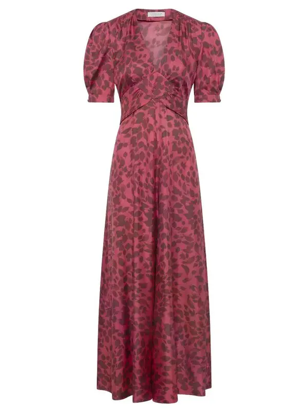Gabriela Hearst Larkin Puffed-sleeves Floral Midi Dress - Pink