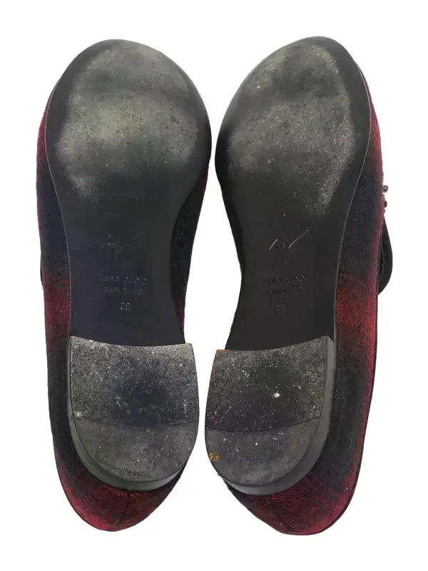 GIUSEPPE ZANOTTI Plaid Crystal-embellished Loafers - Red