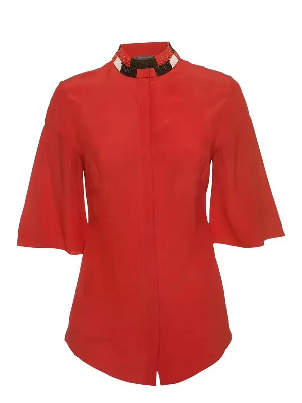Alexander McQueen Beaded Neckline Blouse - Red