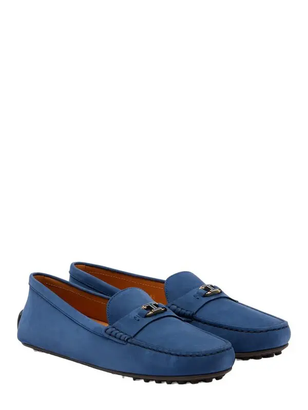 TOD'S Suede Loafers With Gold Hardware - Blue