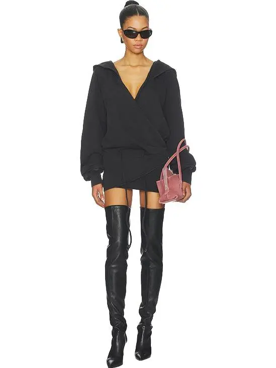 Attico Hoodie Mini Dress In . Also - Black