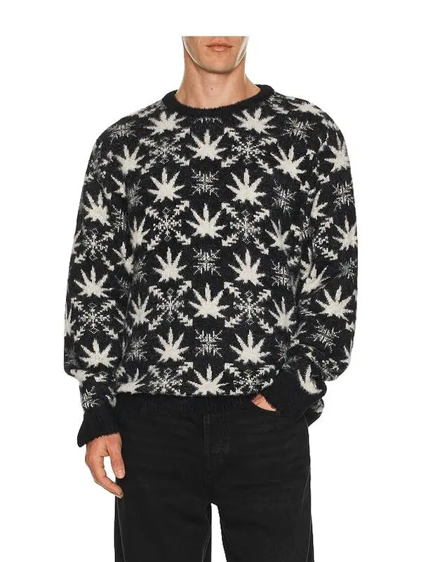 HUF Arctic Plantlife Crewneck Sweater In . Also - Black