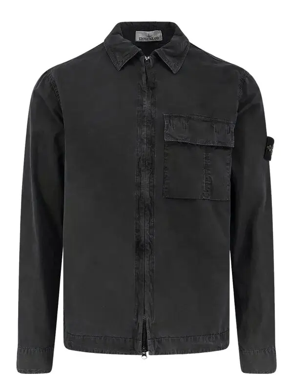 Stone Island Flap-pocket Logo-patch Shirt - Grey