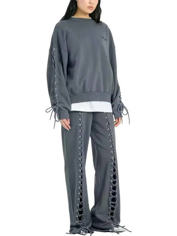 ROTATE BY BIRGER CHRISTENSEN Lace-up Crewneck Sweatshirt - Grey
