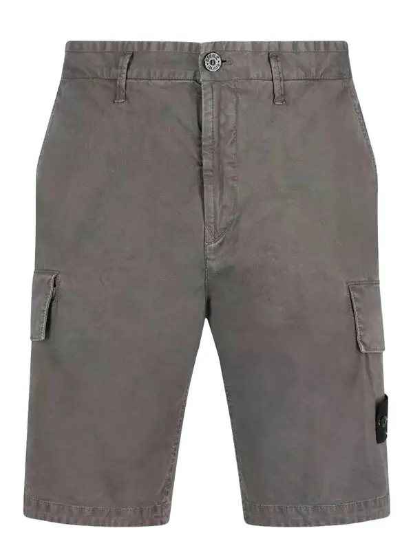 Stone Island Cargo Shorts With Old-effect Treatment - Grey