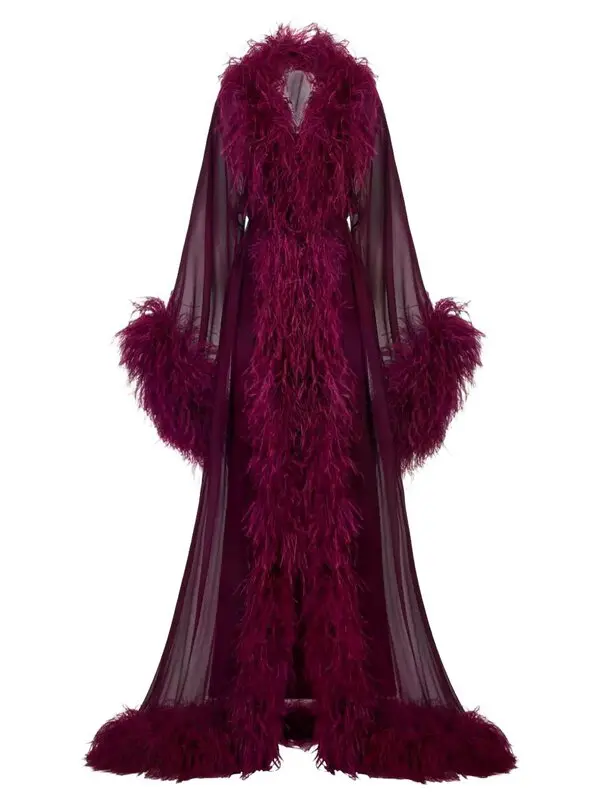 TALLER MARMO Vedette Feather Maxi Dress - Purple