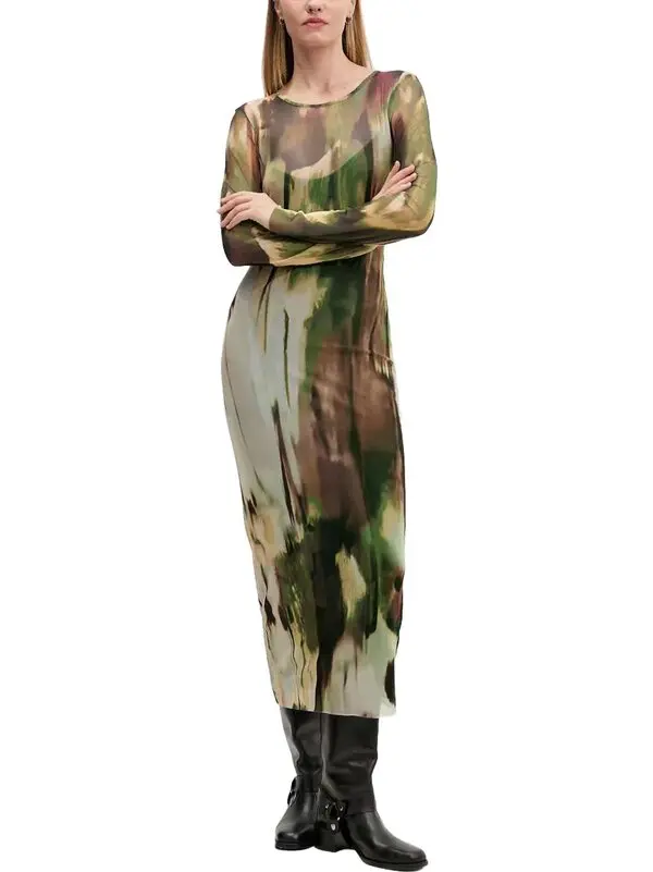 Desigual Printed Long-sleeve Maxi Dress - Brown
