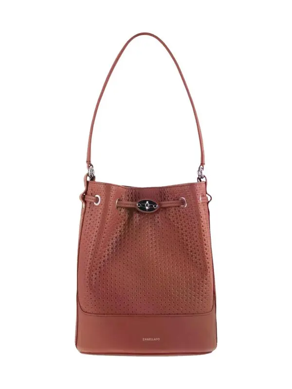 ZANELLATO Monda' Perforated Handle Bucket Bag - Red