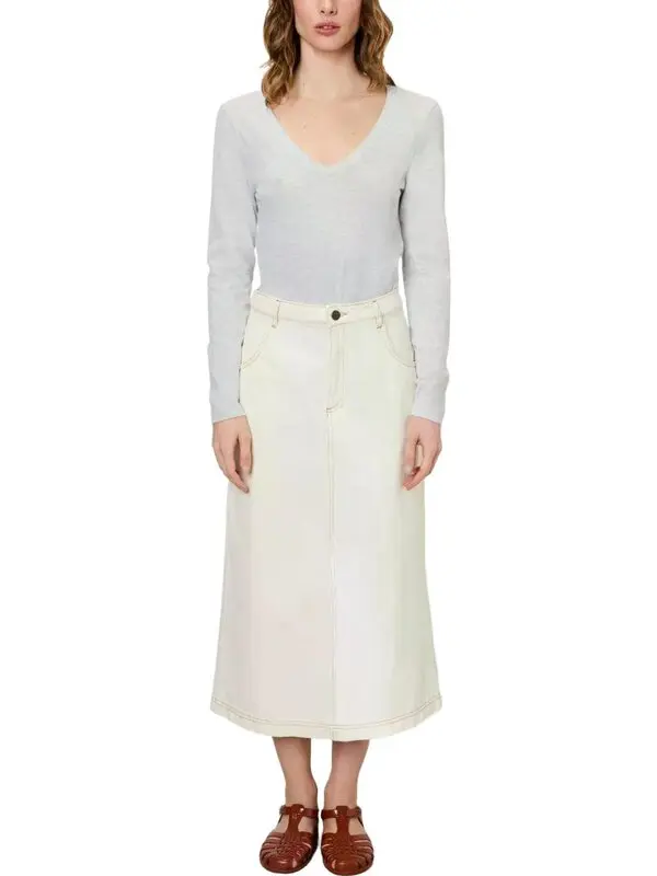American Vintage Polar Mélange Long Sleeve V-neck T-shirt - Grey