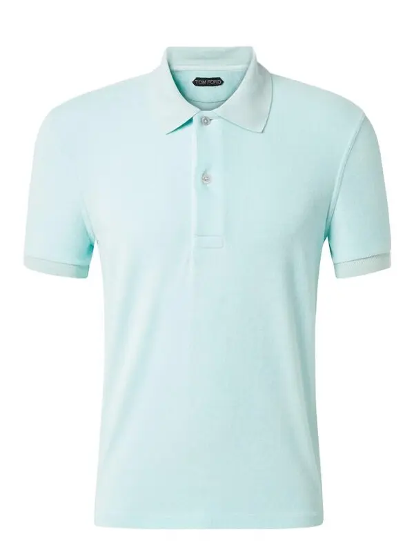 TOM FORD Cotton-blend Terry Polo Shirt - Blue