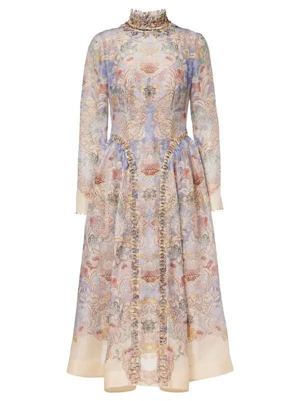 Zimmermann Rebellion Linen And Silk Midi Dress - Multicoloured