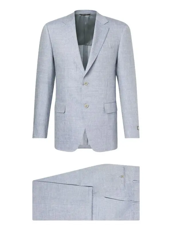 Canali Linen And Wool Suit - Blue