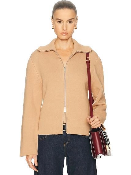 L'academie Avey Zip Cardigan - Light Brown