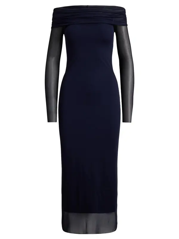 Ralph Lauren Audria Off-shoulder Jersey Midi Dress - Navy