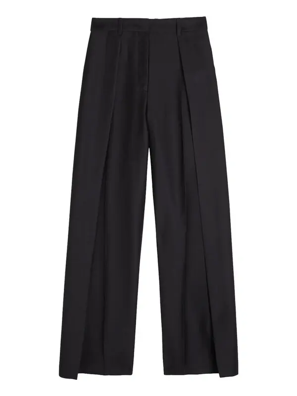 HEIRLOME Split Wide-leg Wool-blend Trousers - Black