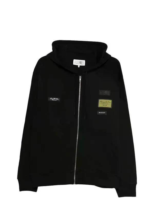 MAISON MARGIELA Zip Appliqué Hooded Knitwear - Black