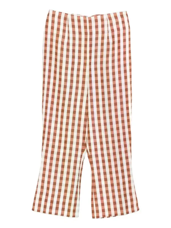 Faithfull The Brand Gingham Pattern Cropped Trousers - Brown