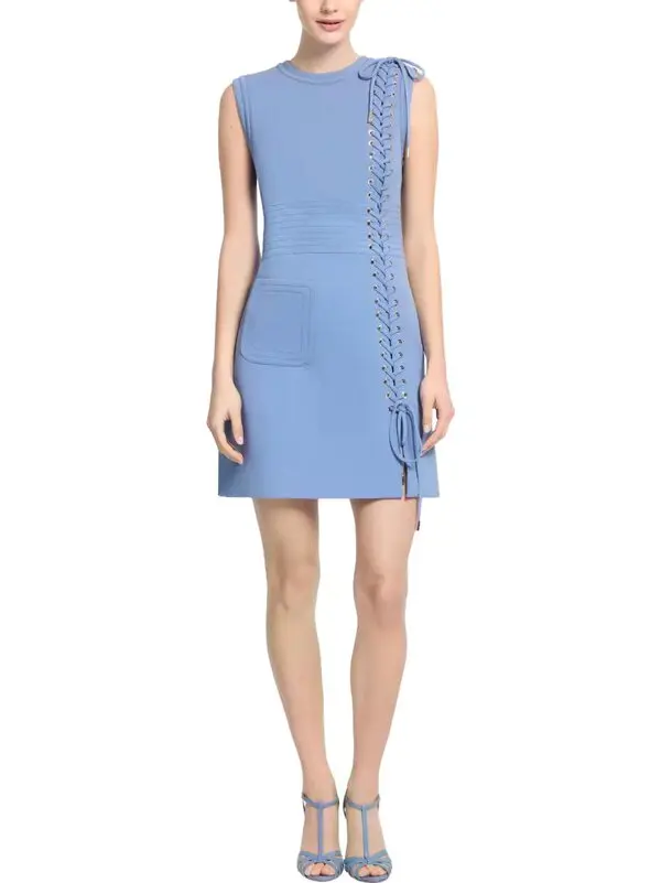 Elie Saab Lace-up Mini Dress - Blue