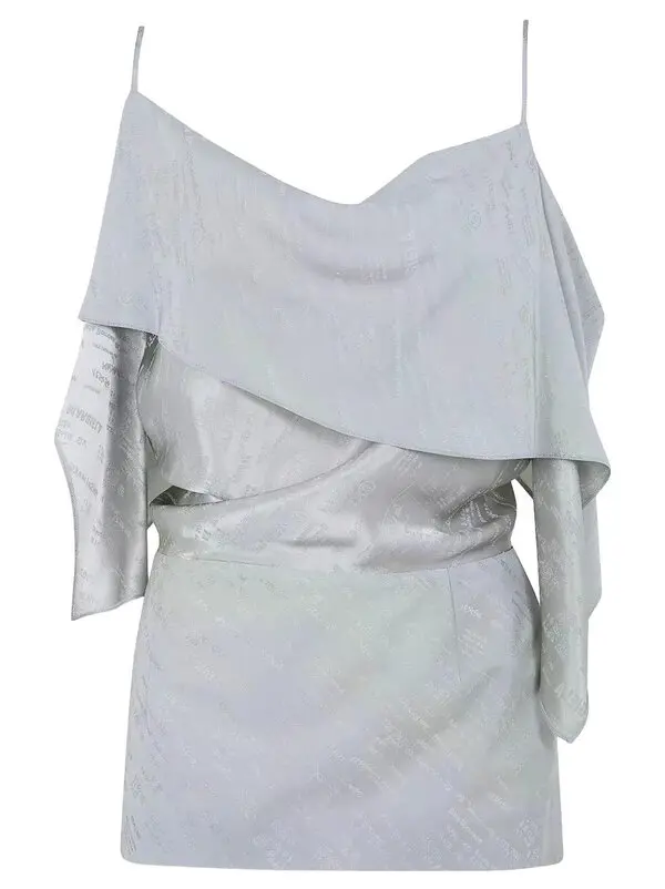 MAISON MARGIELA Sage Strappy All-over Print Rear Zip Blouse - Grey