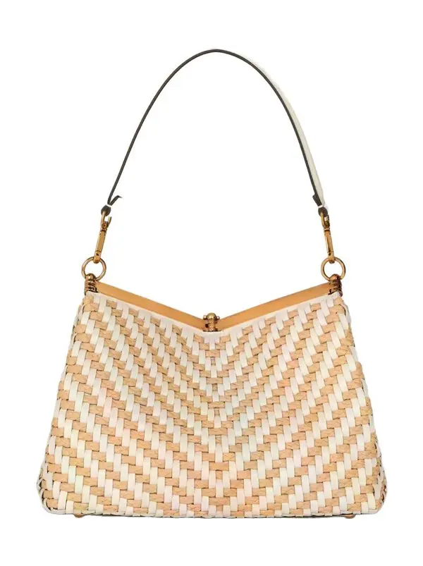 Etro Medium Vela Woven Leather Shoulder Bag - Neutrals