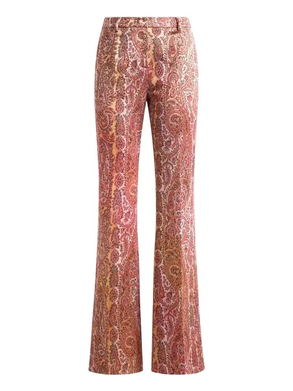Etro Jacquard Paisley-foliage Flared Trousers - Red