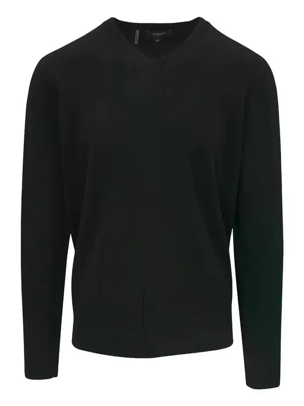 Kinross Cashmere V-neck Fine Knit Sweater - Black