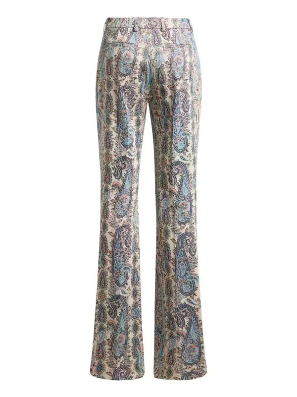 Etro Flared Jacquard Paisley Trousers - Neutrals