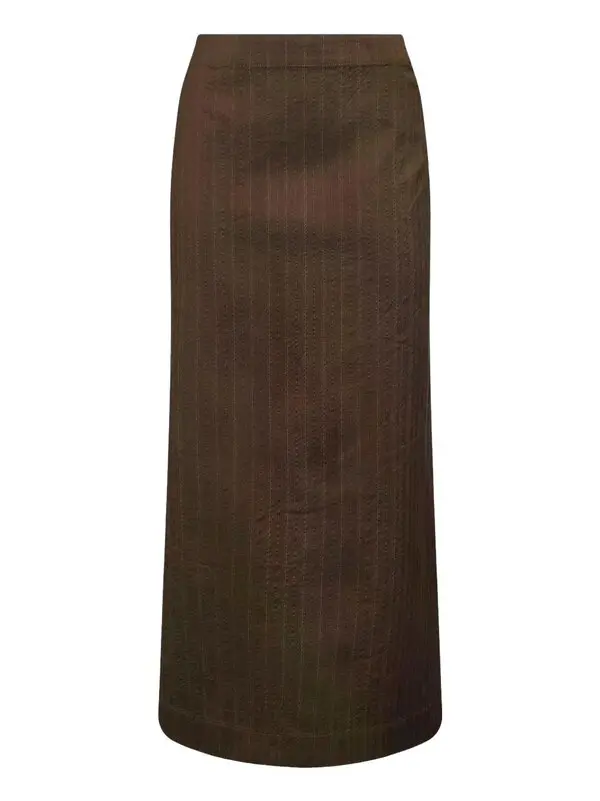 UMA WANG Pinstripe Button Skirt - Brown