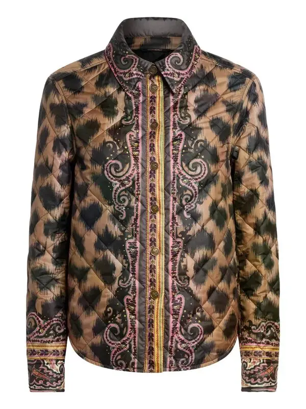 Etro Quilted Animal Print Shirt Jacket - Brown