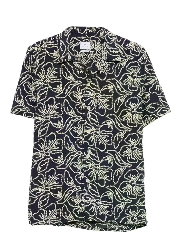 Paul Smith Floral-embroidery Shirt - Blue