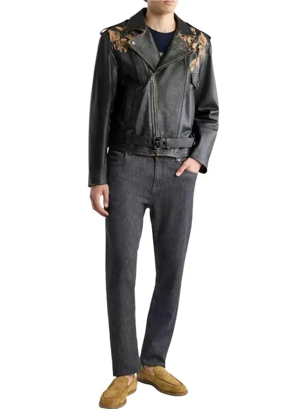 Etro Leopard-print Leather Biker Jacket - Black