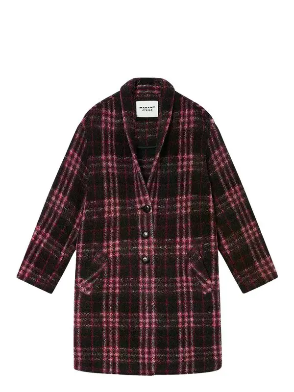 MARANT ETOILE Checked Virgin Wool Coat - Black