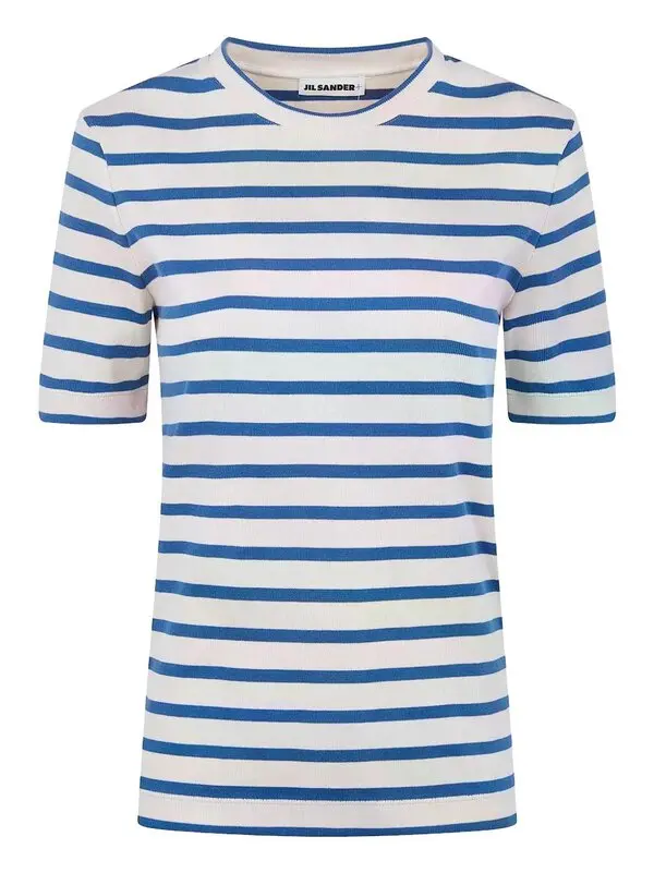 JIL SANDER Striped Short Sleeve T-shirt - Neutrals