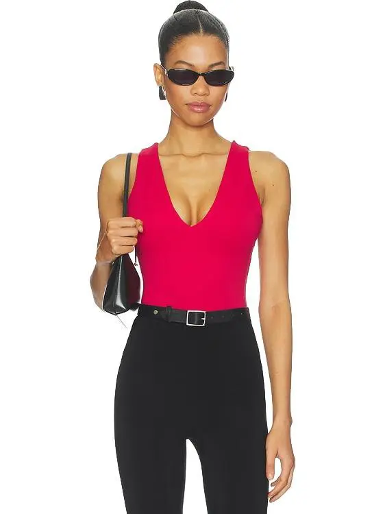 Good American Sculpting Deep V Bodysuit - Red