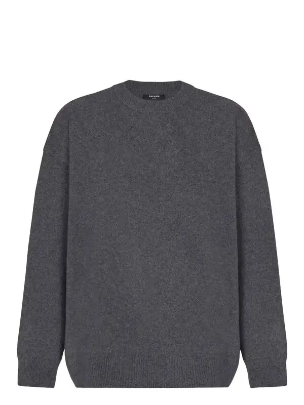 Balmain Crew Neck Sweater With Ribbed Trim - Grey