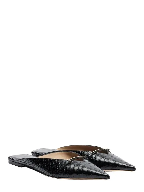 TOM FORD T Icon Croc-effect Leather Mules - Black