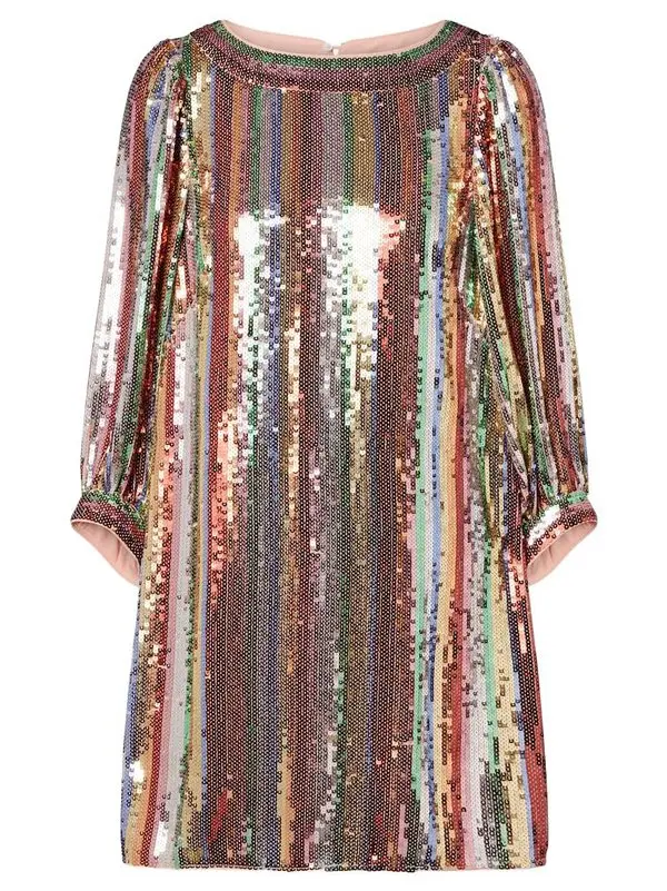 Rixo Laurie Sequined Striped Mini Dress - Multicoloured